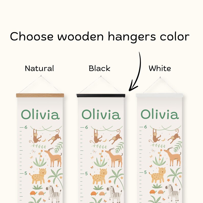 Personalized Safari Growth Chart for Kids, Wild Animals Height Tracker ...