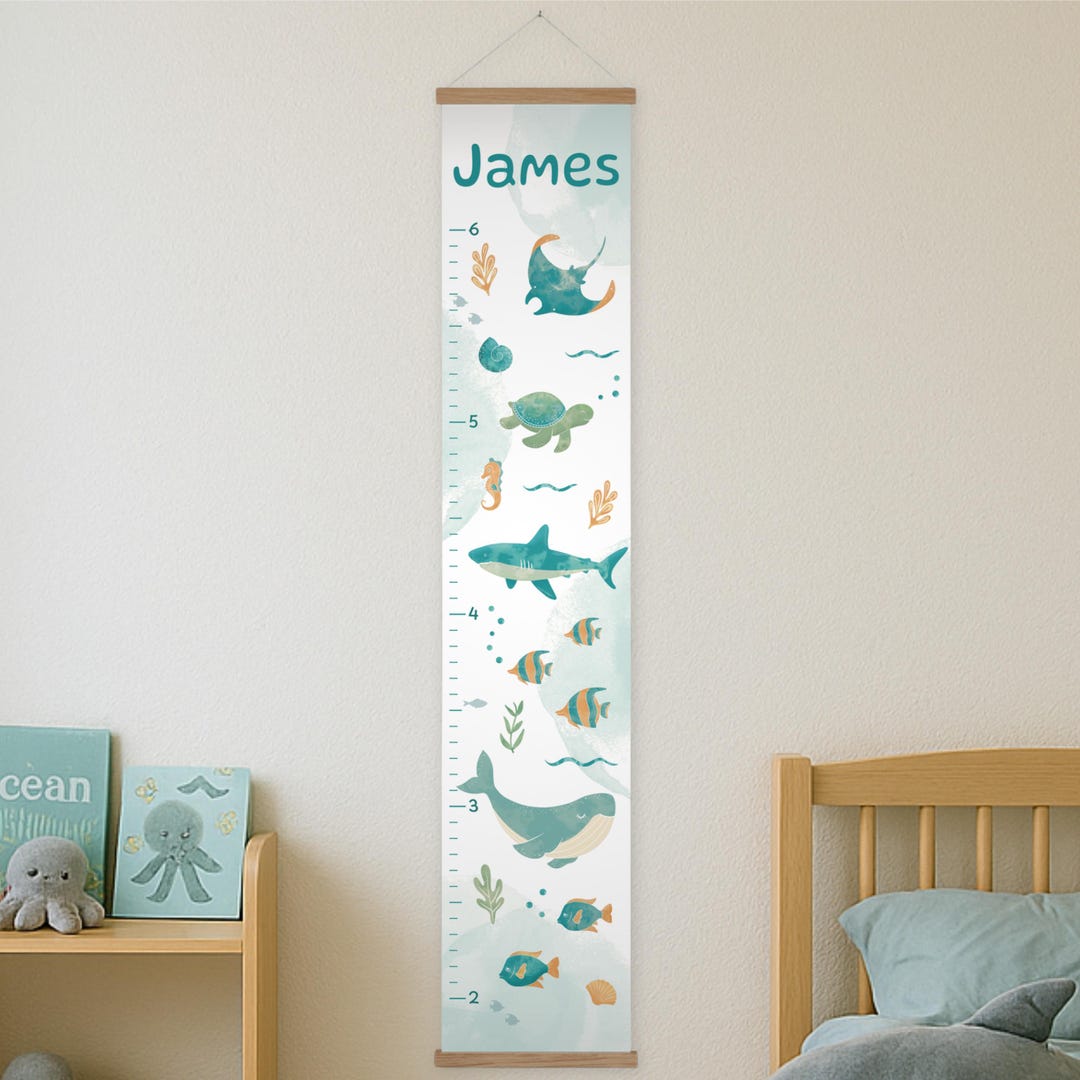 Personalized Ocean Height Chart for Kids, Customized Growth Tracker ...