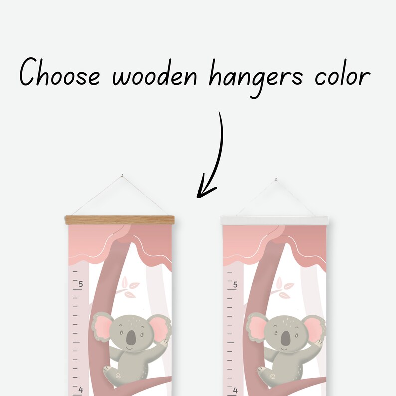 Pink Koalas Growth Chart for Kids Cute Height Ruler for Girls Nursery ...
