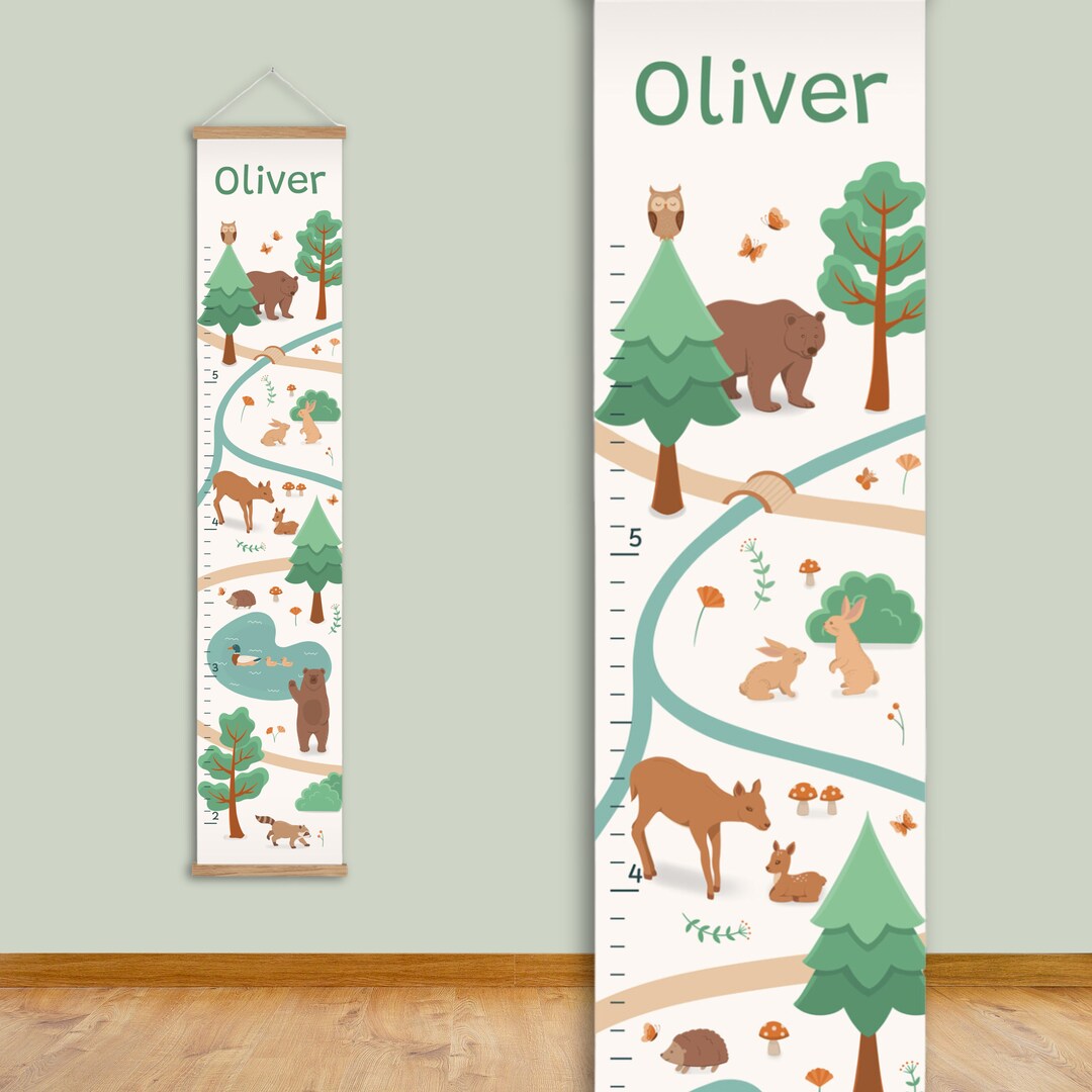 Woodland Personalized Growth Chart for Kids | Animals Customized Height ...