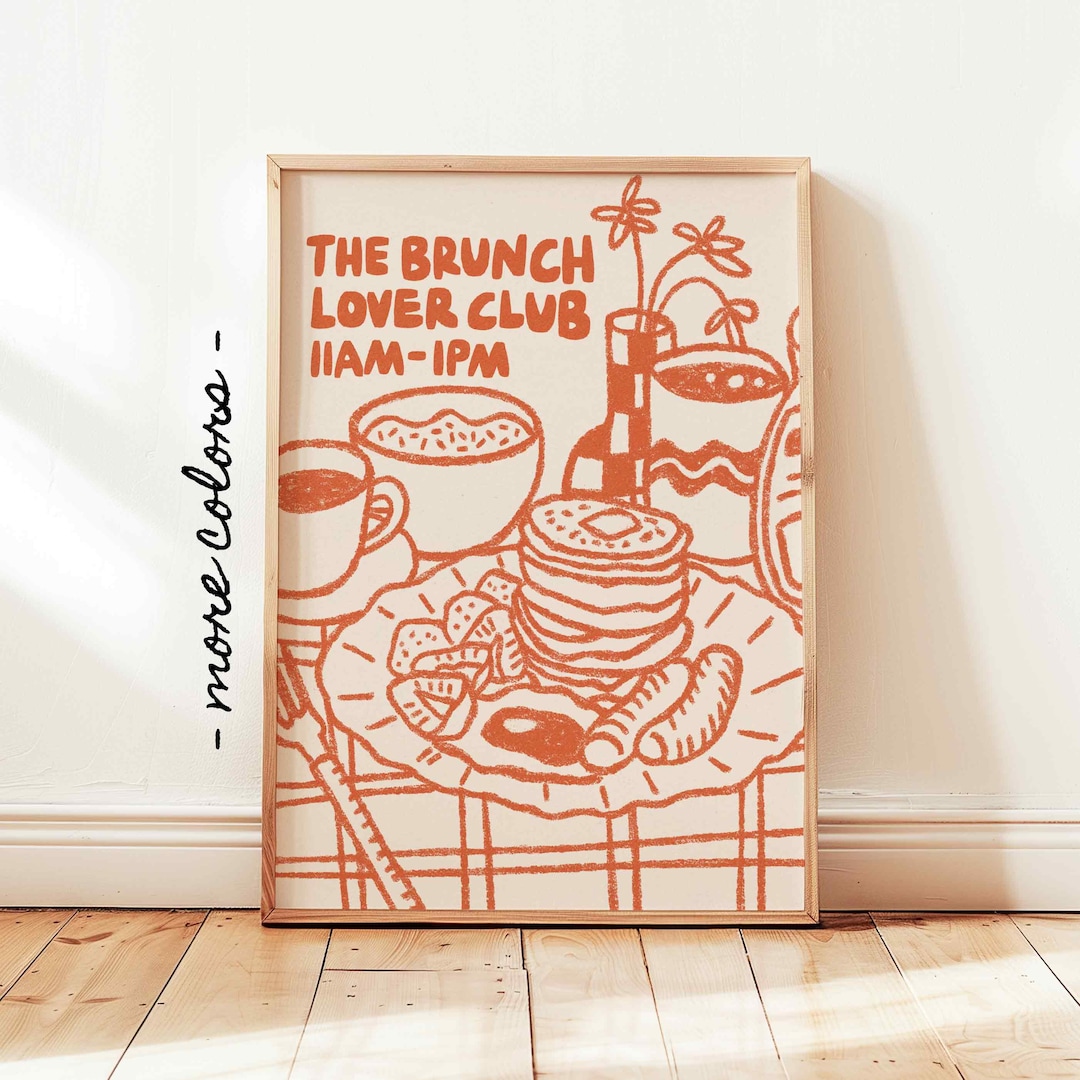 Breakfast Club Printable, Retro Coffee Table Poster, Brunch Kitchen ...