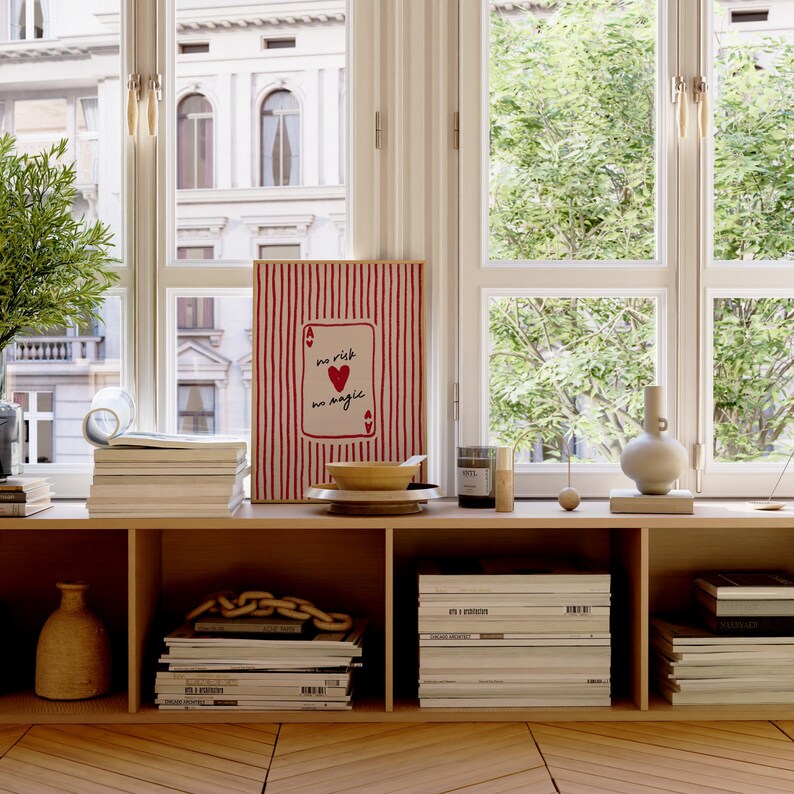 No Risk No Magic Printable, Ace of Hearts Poster, Positive Motivational ...