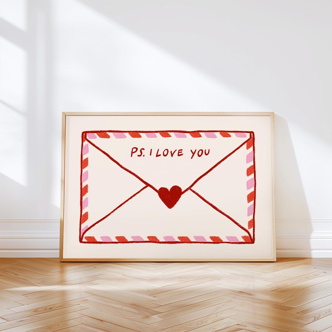 PS I Love You Print, Retro Letter Couple Poster, Minimalist Anniversary ...