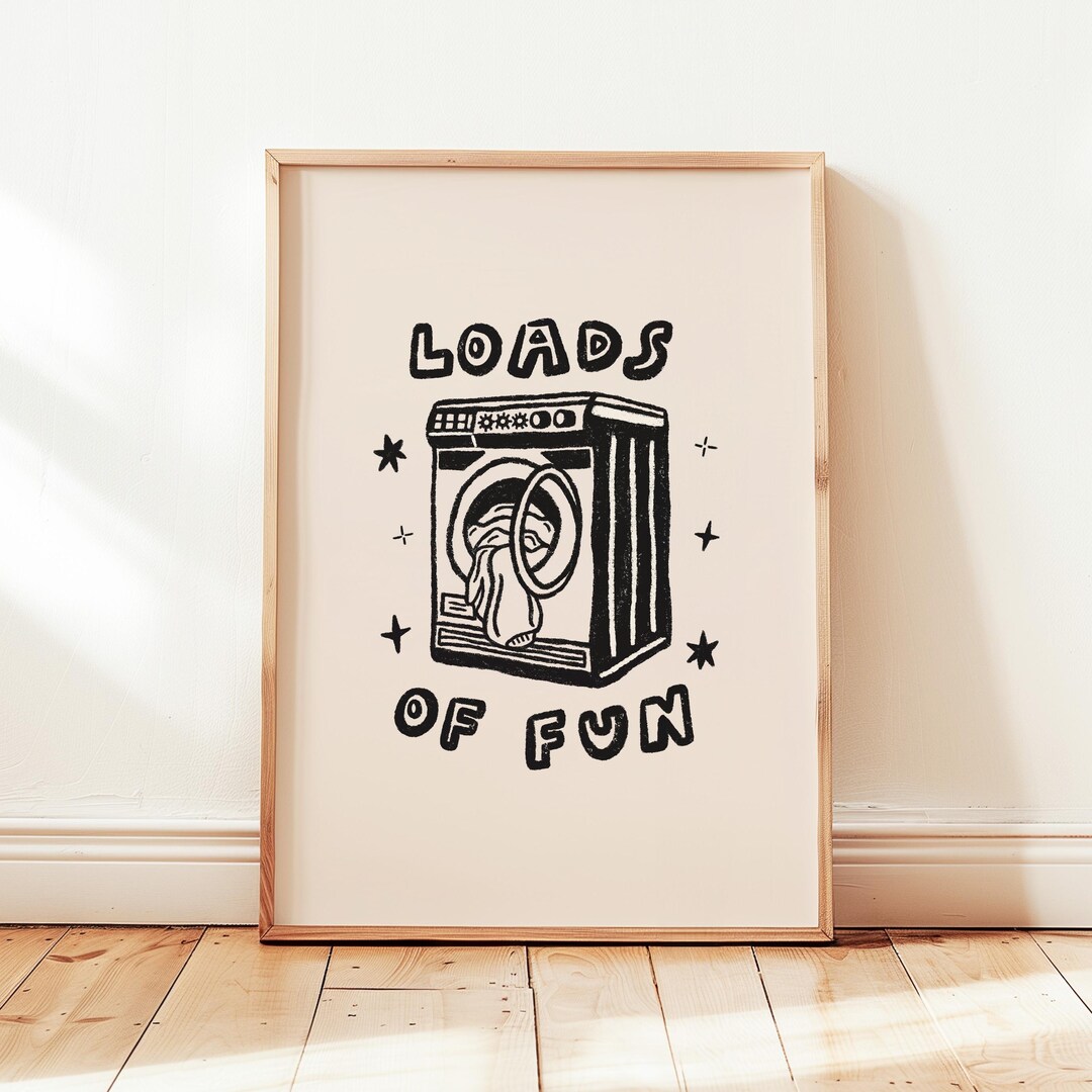 Loads of Fun Print, Retro Laundry Room Poster, Funky Laundromat Wall ...