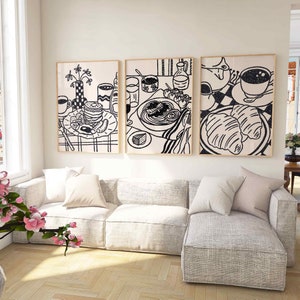 Dopamine Kitchen Print Set of 3, Pasta Wall Art, Pancake Breakfast ...