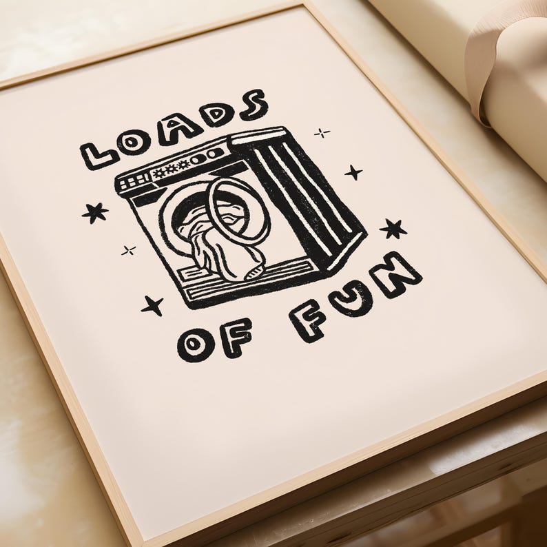 Loads of Fun Print, Retro Laundry Room Poster, Funky Laundromat Wall ...