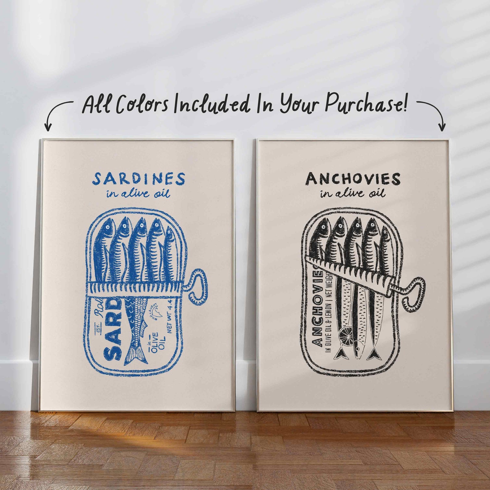 Sardines Retro Tin Print, Anchovies Poster, Vintage Fish Art, Retro Tin ...