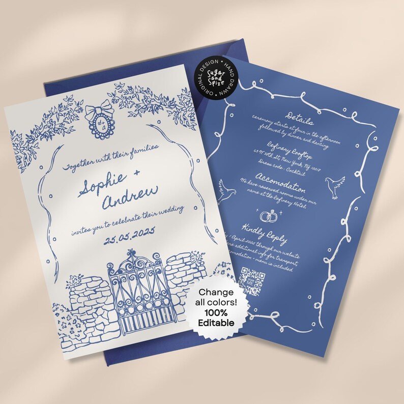 Hand Drawn Invitation Template, Toile Wedding Invite, Bridgerton ...