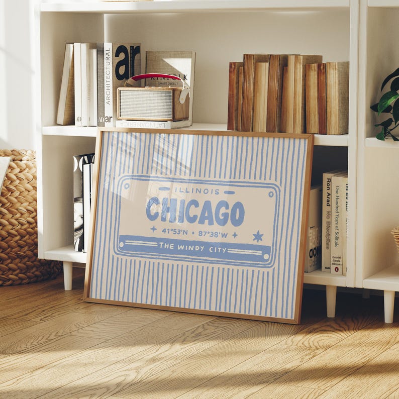 Chicago City Retro Print, Vintage License Plate Poster, Illinois Wall ...