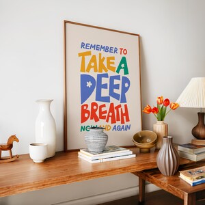 Take A Deep Breath Print, Positive Affirmations Poster, Kids ...
