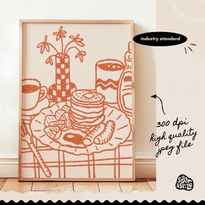 Dopamine Kitchen Print Set of 3, Pasta Wall Art, Pancake Breakfast ...