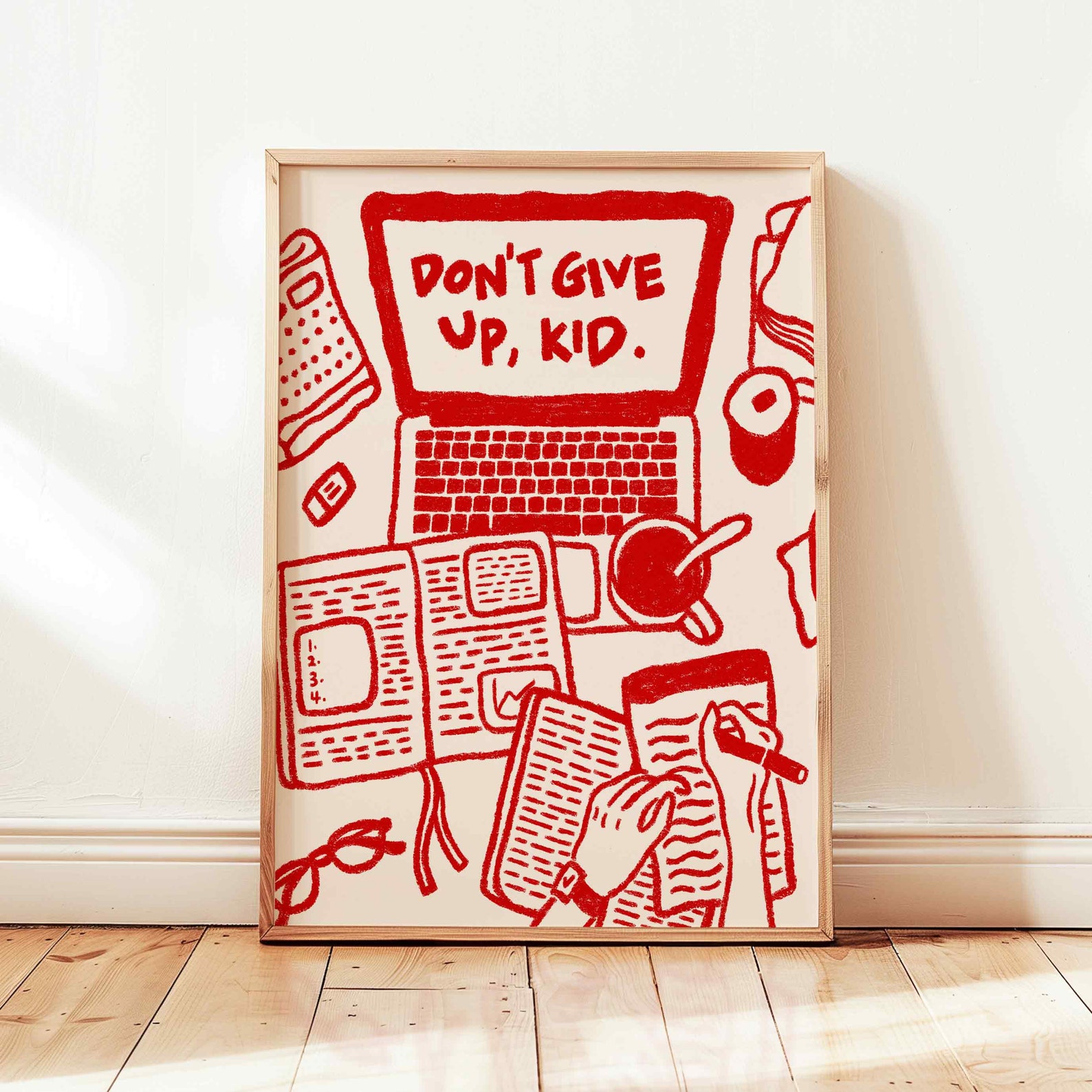 Don't Give up Kid Print, Retro Positive Affirmation Poster, Study Desk ...