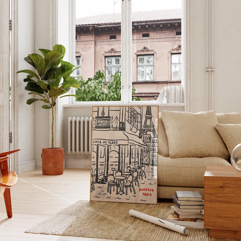 Paris City Retro Printable, Eiffel Tower France Poster, Europe Travel ...