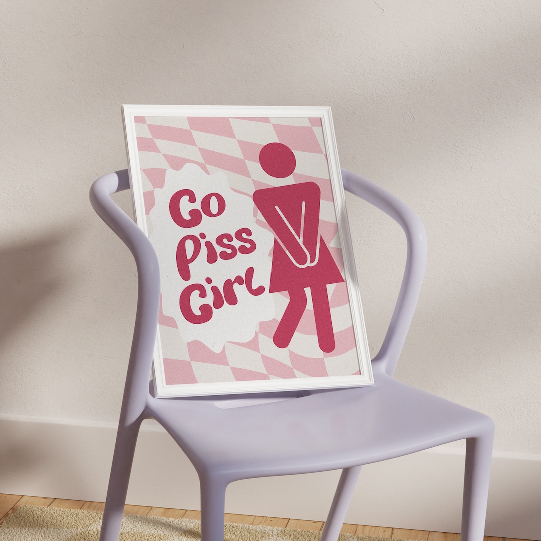 Go Piss Girl Blush Pink Print Extra Large Wall Art Girly - Etsy