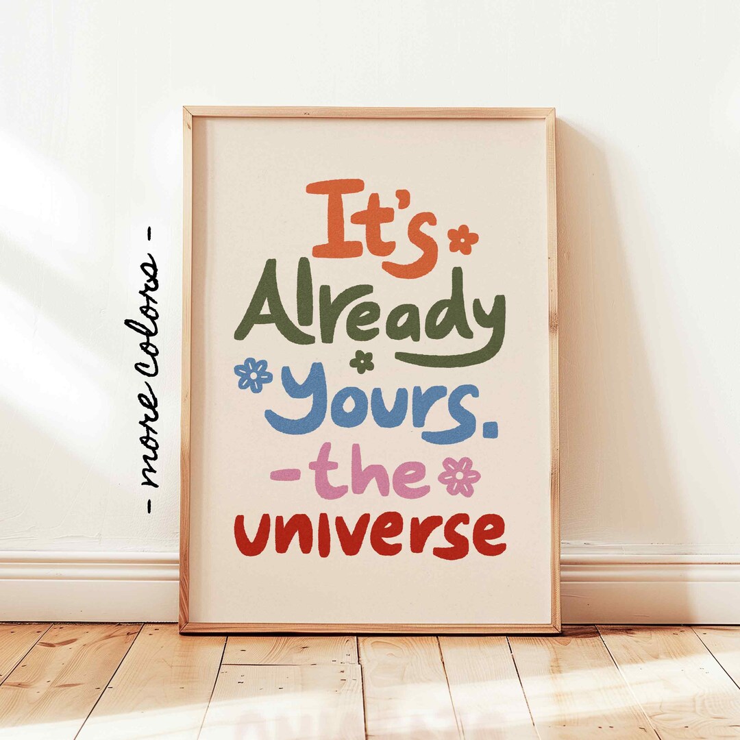 Colorful Manifest Wall Art, Cute Motivational Poster, Law of Attraction ...