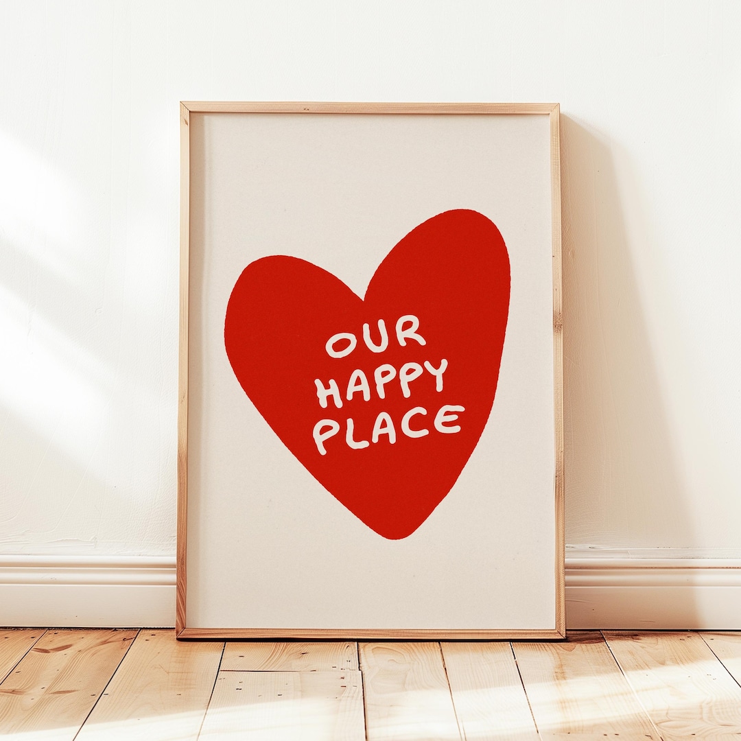 Our Happy Place Printable, Heart Couple Love Poster, Bedroom Home Wall ...