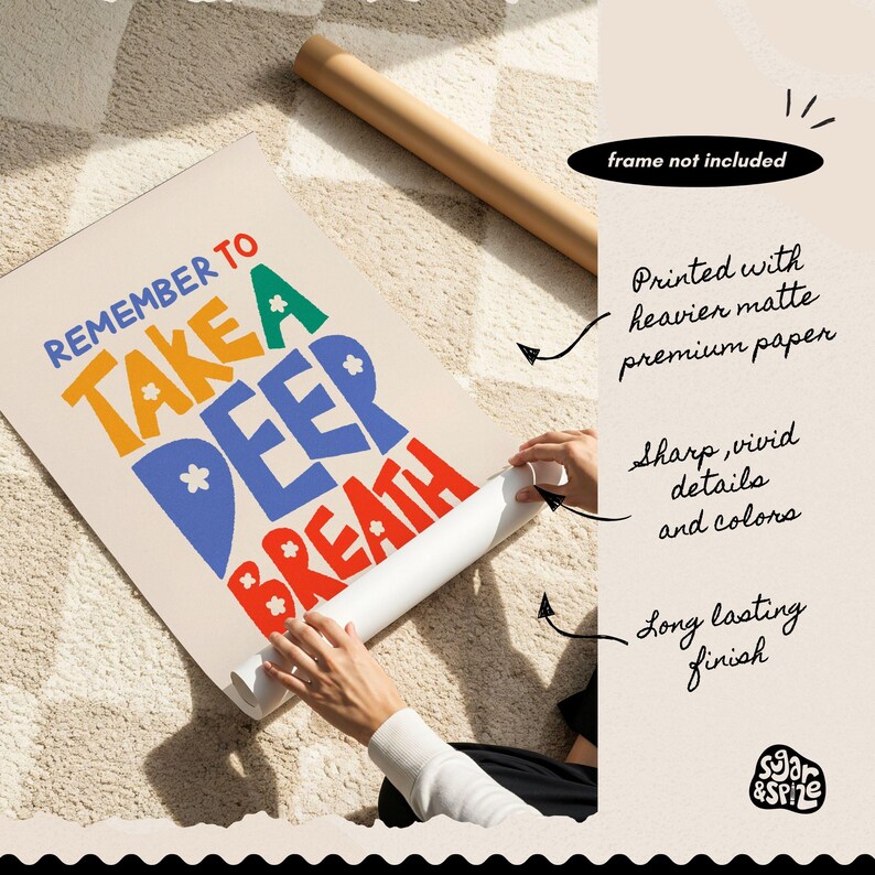 Take A Deep Breath Print, Positive Affirmations Poster, Kids ...