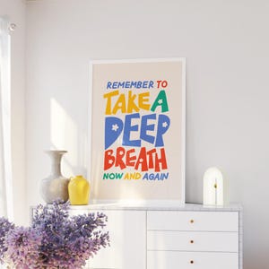 Take A Deep Breath Print, Positive Affirmations Poster, Kids ...