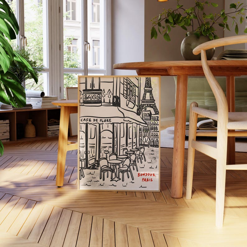 Paris City Retro Printable, Eiffel Tower France Poster, Europe Travel ...