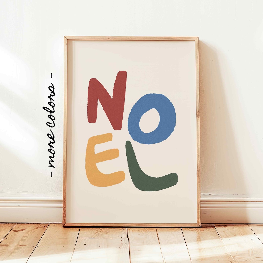 Noel Print Poster, Colorful Christmas Carol Wall Art, Santa Decor ...