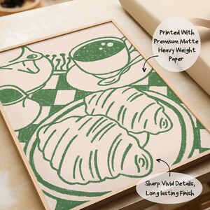 Coffee Cafe Print, French Paris Cafe Poster, Croissant Cafe Art, Retro ...