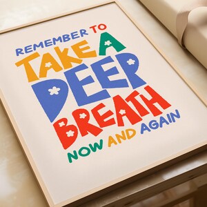 Take A Deep Breath Print, Positive Affirmations Poster, Kids ...