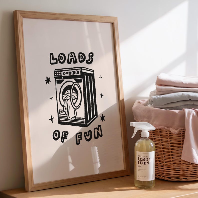 Loads of Fun Print, Retro Laundry Room Poster, Funky Laundromat Wall ...