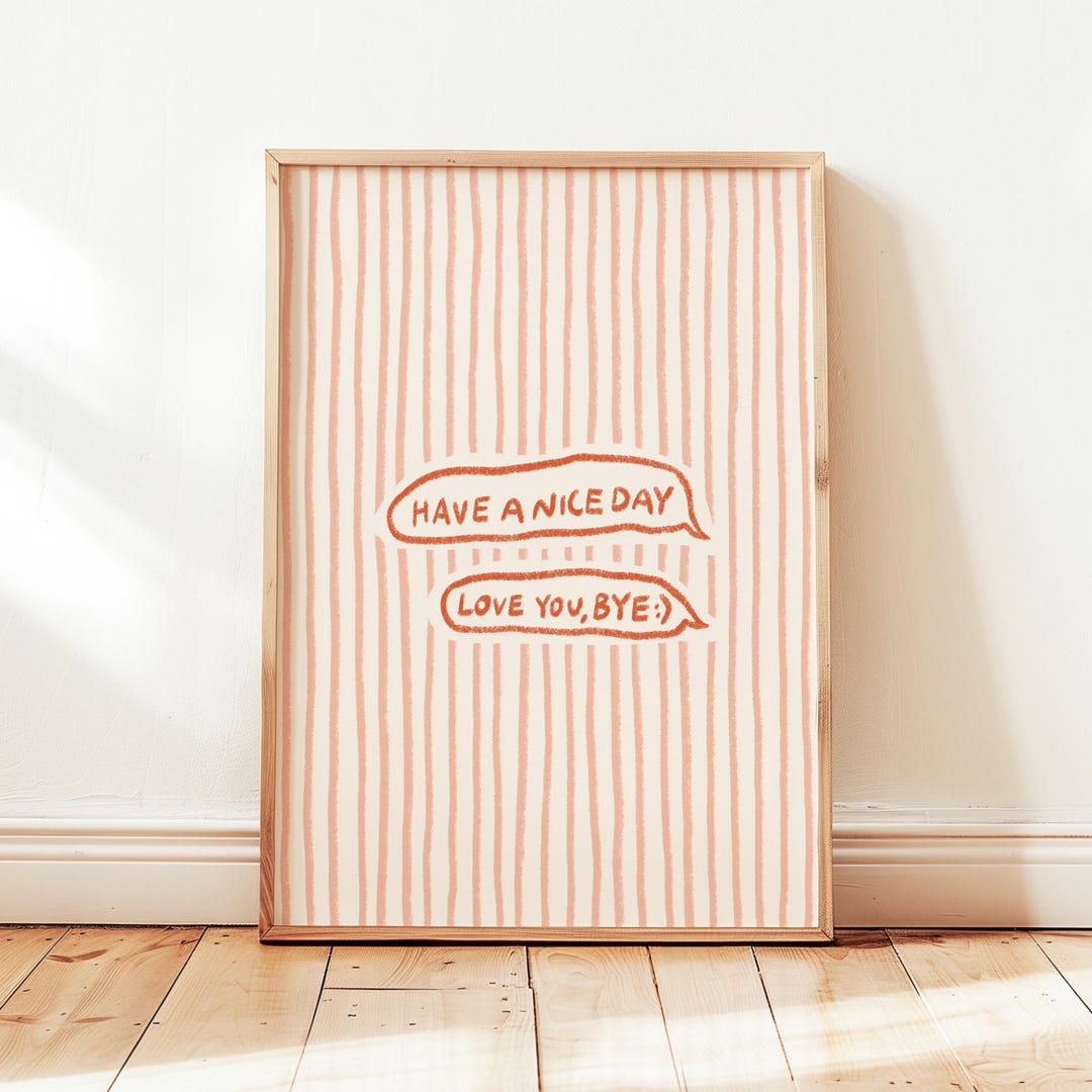 Love You Bye Printable, Retro Entryway Bubble Text Poster, Neutral ...
