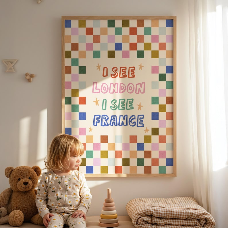 I See London France Print, Colorful Kids Bathroom Poster, Toddler Wall ...