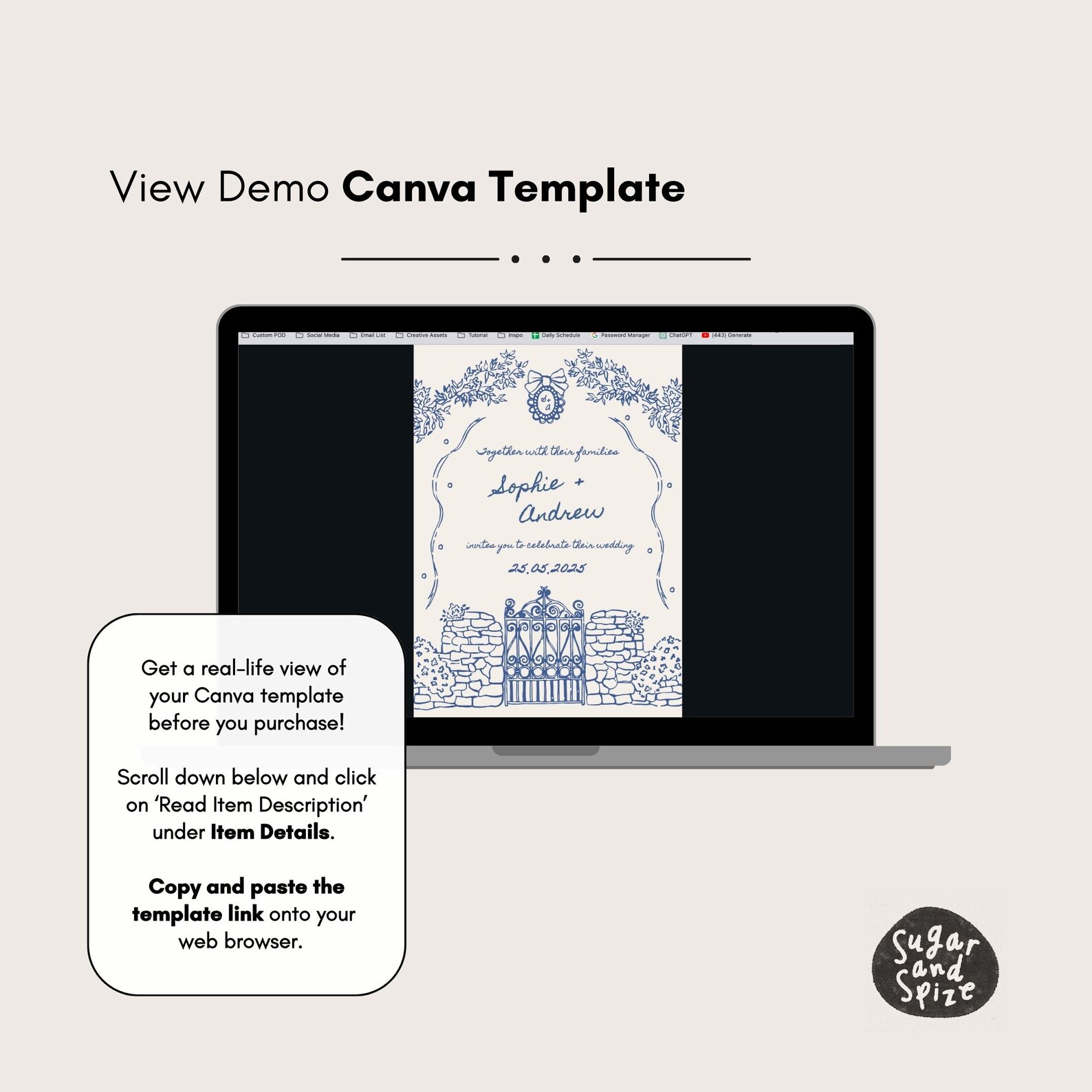 Hand Drawn Invitation Template, Toile Wedding Invite, Bridgerton ...