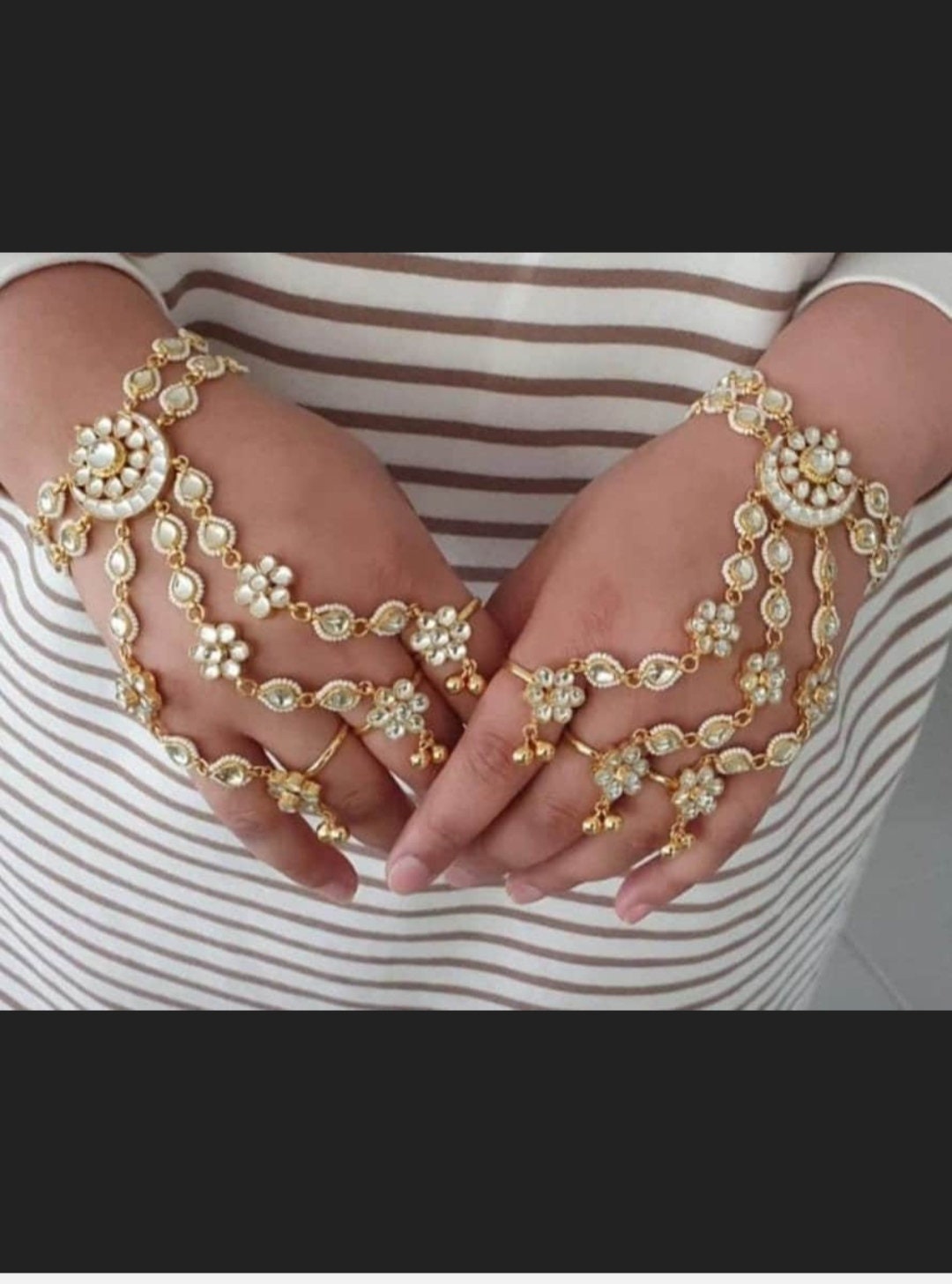 Bridal Hand Accessories/kundan Hathphool/kundan Haathphool/kundan Hath Phool/adjustsble Ring ...