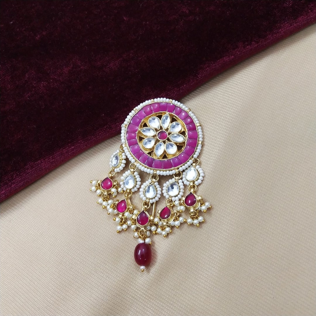 Pachi Kundan Golden Juda Pin , Hair Bun Brooch, Hair Jewellery, Hair ...