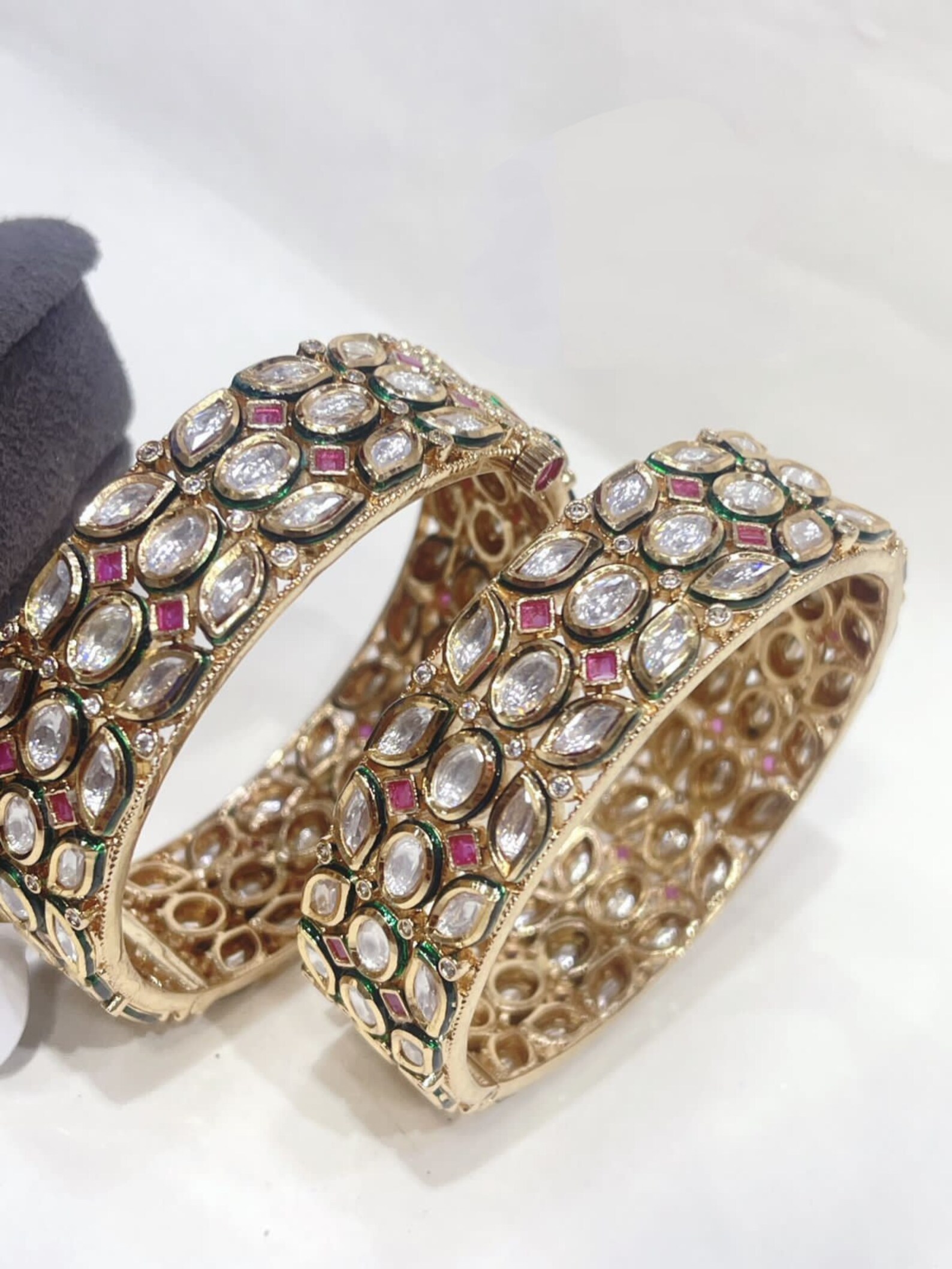 Kundan Jadau Bangles, Indian Polki Kada Bangles, Gold Plated Bangles, Bridal Jewelry, Moissanite ...