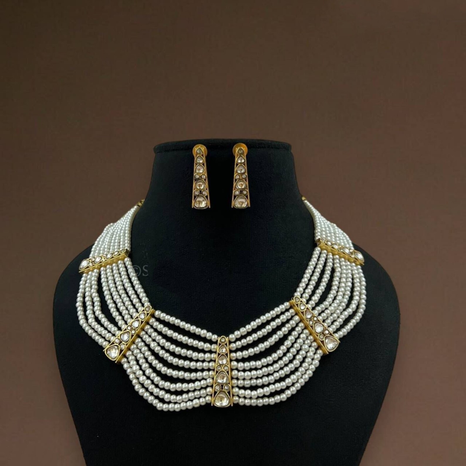 Pearl Moti Layered Choker Handmade Necklace, Polki Kundan Choker Indian ...