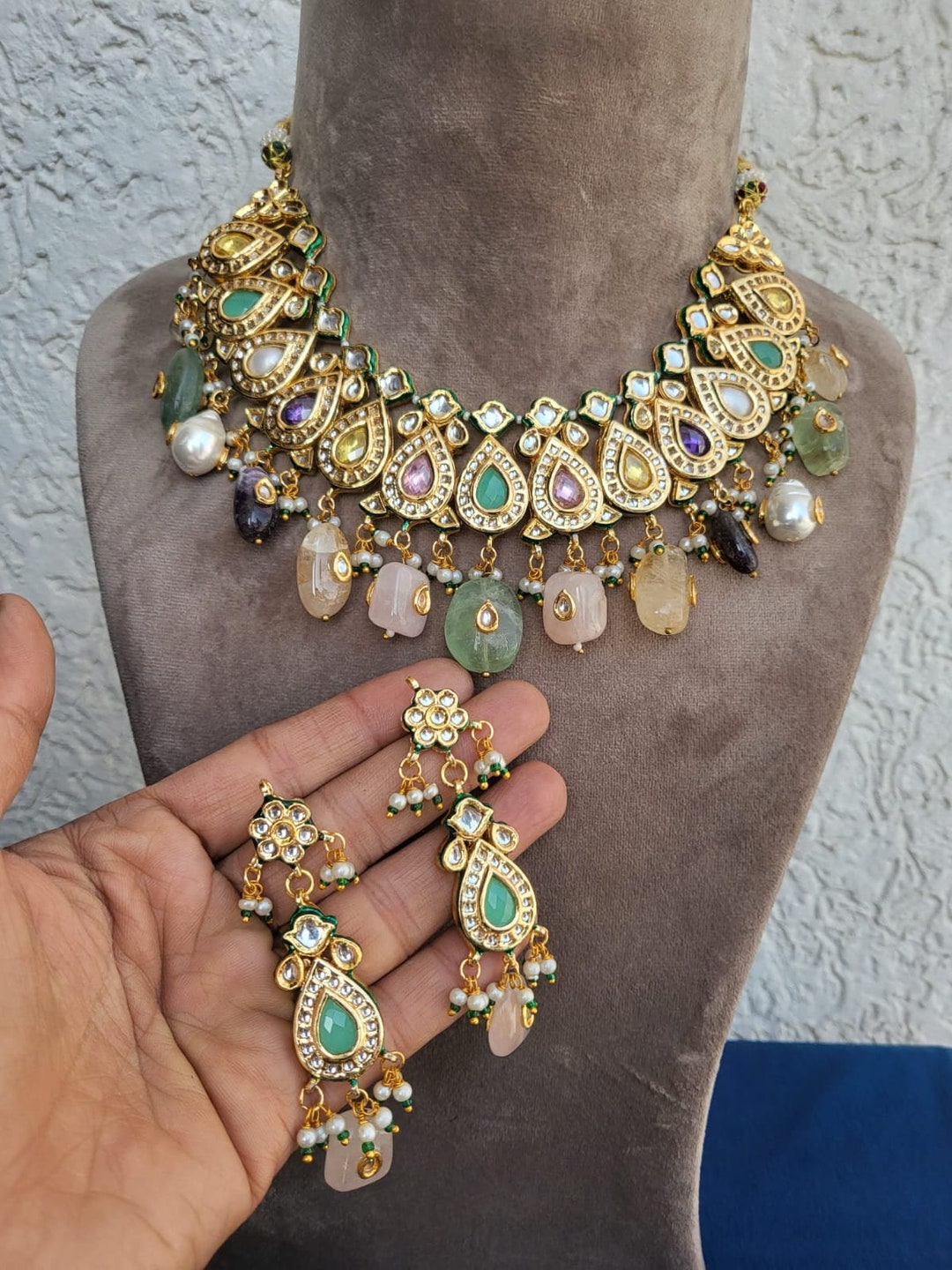 Sabyasachi Inspired Designer Kundan Set,green Kundan Choker, Kundan ...