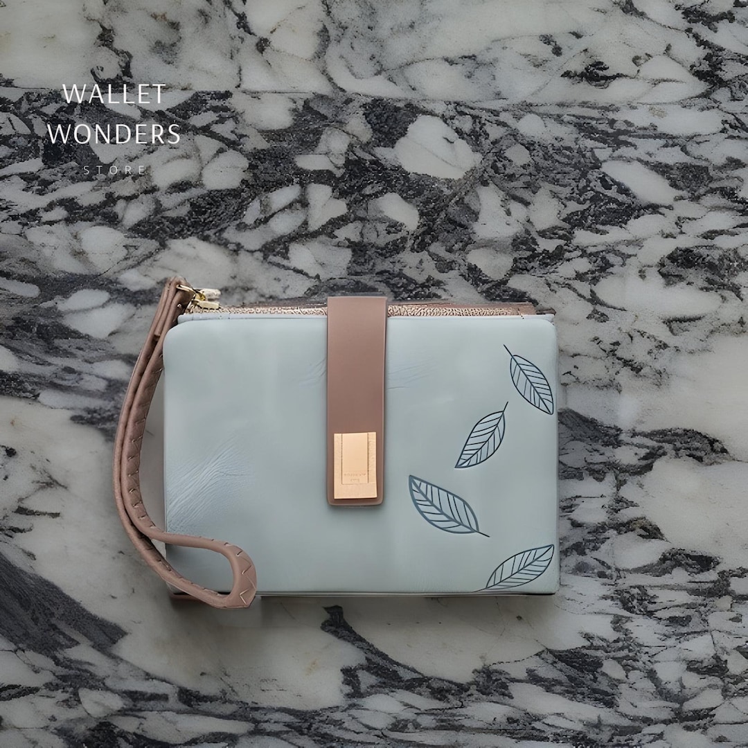 Leather Leaf Wallet, Women's Small Zipper Coin Purse, Short Ladies ...