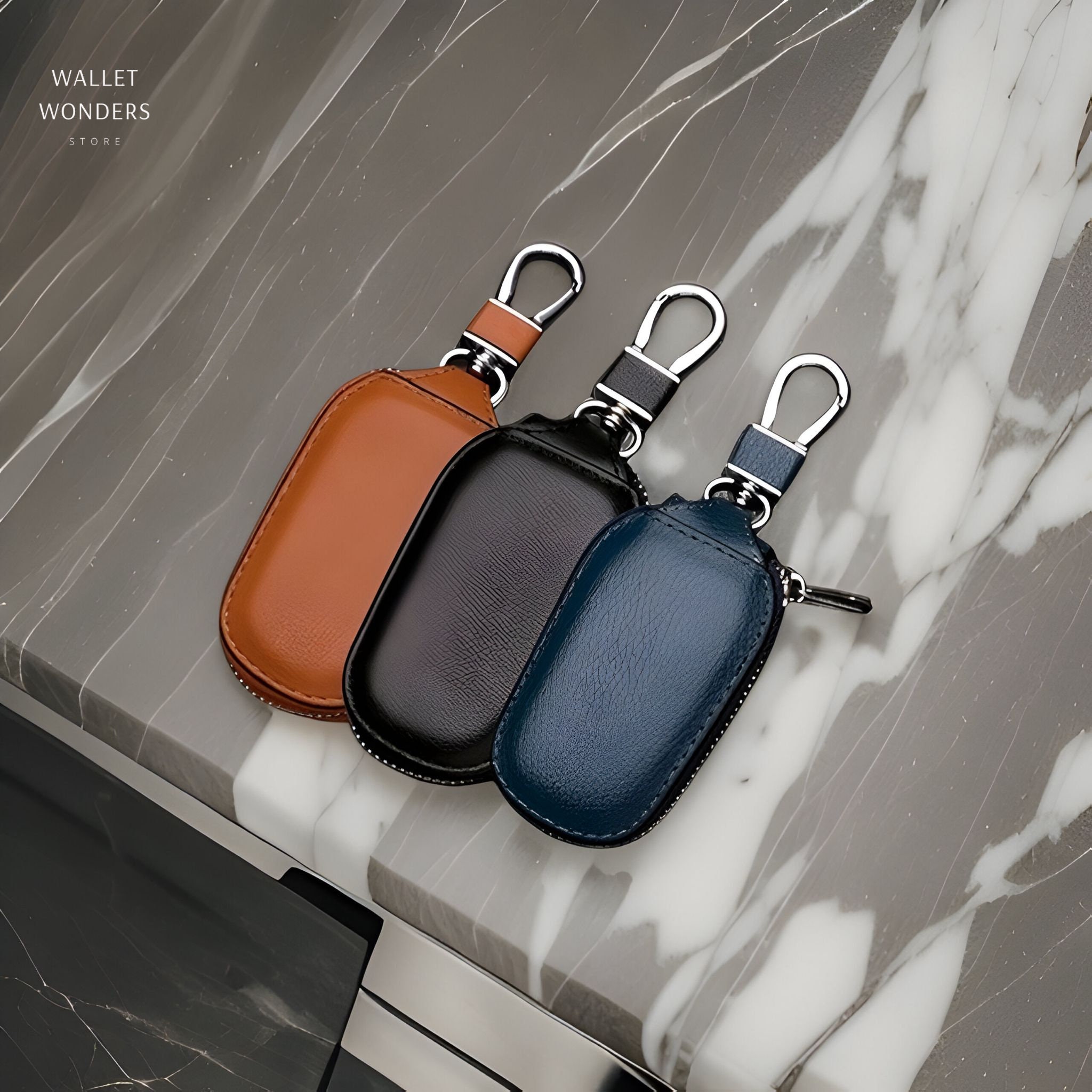 Leather Car Key Wallet, Key Holder Housekeeper, Keys Organizer, Women's ...