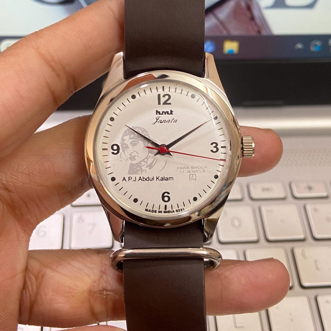 HMT Janata Kalam Hand Winding White Face 17 Jewels 35MM Glass Back ...