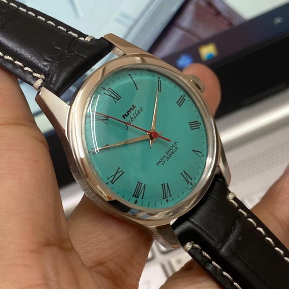 HMT Jubilee Hand Winding Blue Face 17 Jewels 35MM Gla… - Gem