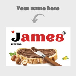 Personalized Nutella Name Label Printable Digital File Custom Name ...