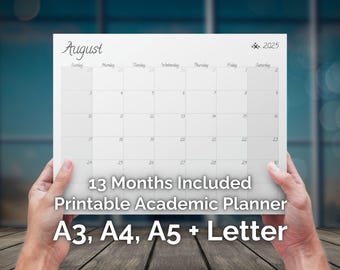 2024-25 Printable Academic Planner / Calendar – Digital PDF, 4 Sizes ...