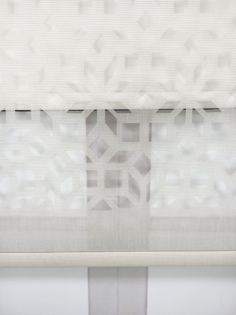 Laser Cut Double Mechanism Tulle and Roller Blinds, Light Filtering ...