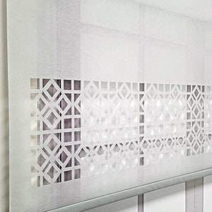 Patterned Laser Cut Double Mechanism Tulle and Roller Blinds Curtain ...