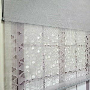 Laser Cut Double Mechanism Tulle and Roller Blinds, Light Filtering ...