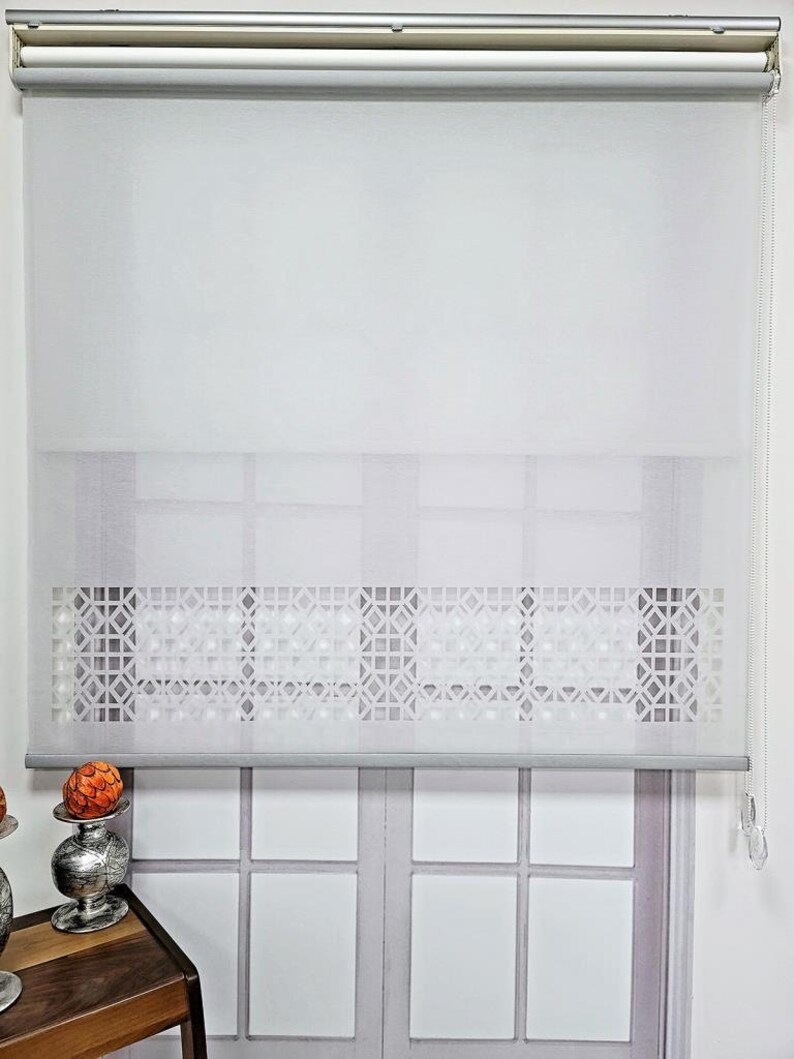 Patterned Laser Cut Double Mechanism Tulle and Roller Blinds - Etsy