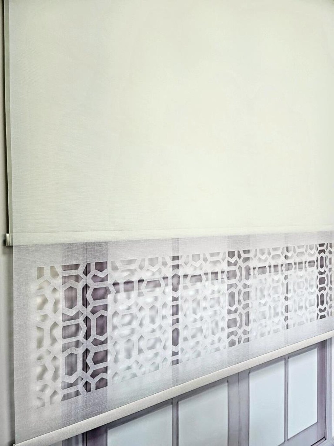 Buy Laser Cut Double Mechanism Tulle and Roller Blinds, Light Filtering ...