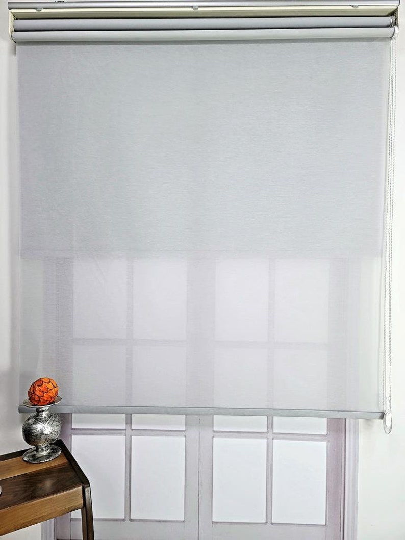Plain Fabric Double Mechanism Tulle and Roller Blinds Curtain - Etsy