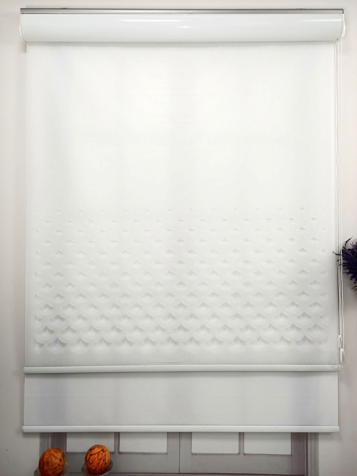 Laser Cut Double Mechanism Tulle and Roller Blinds, Light Filtering ...