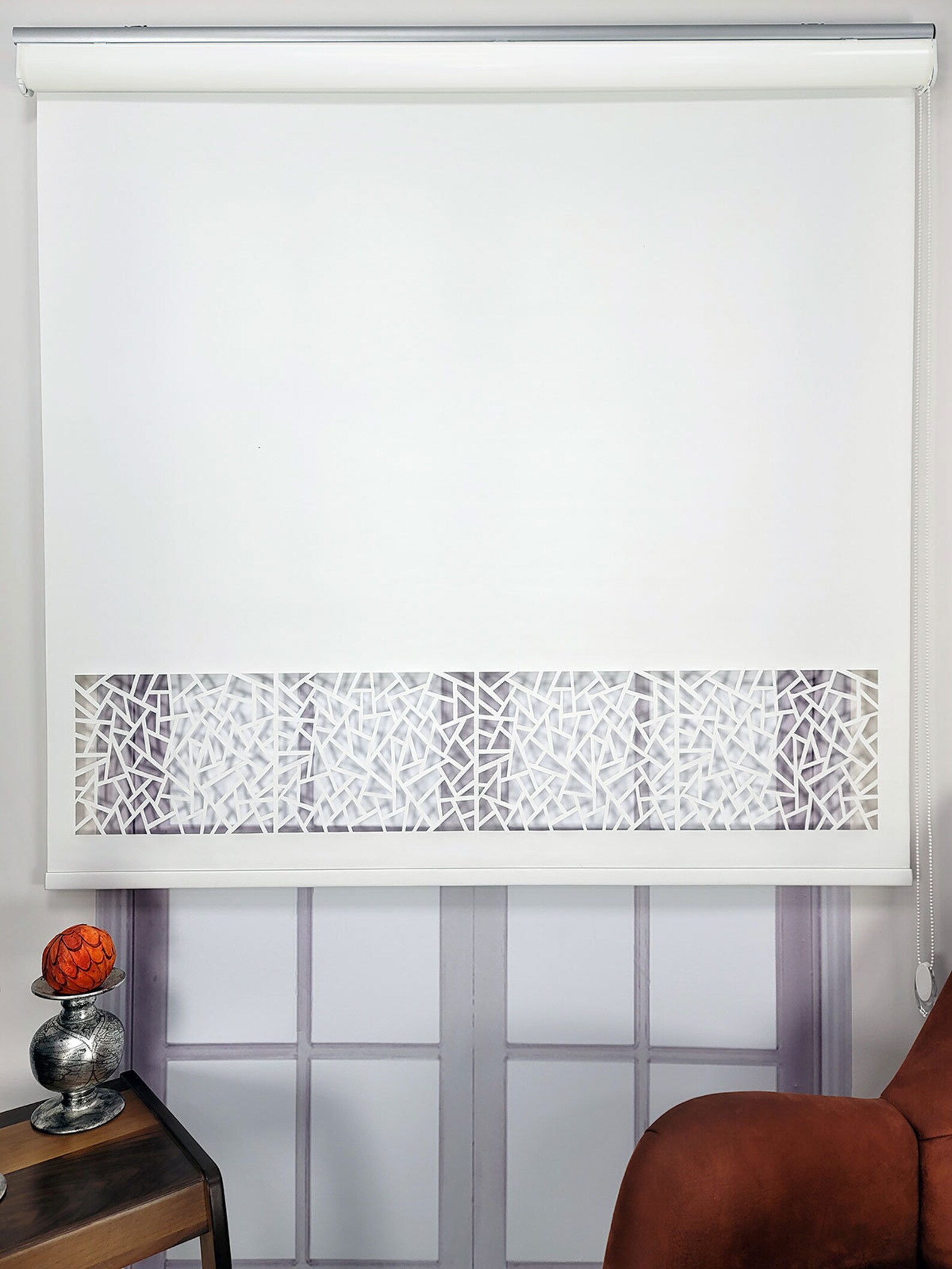 Laser Cut Roller Blind: Ecru Matte Fabric, Light Filtering - Etsy