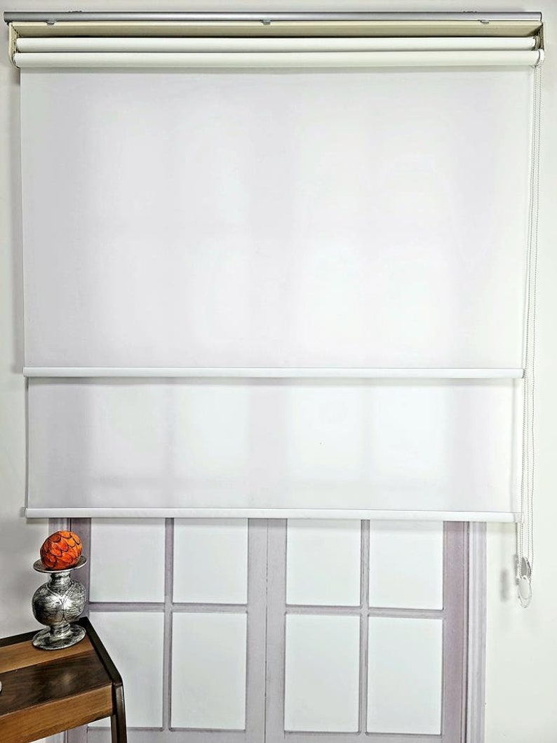 Plain Fabric Double Mechanism Tulle and Roller Blinds Curtain - Etsy